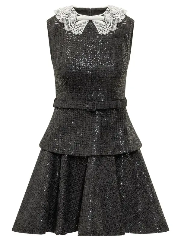 SELF-PORTRAIT Sequin Mini Dress - Black