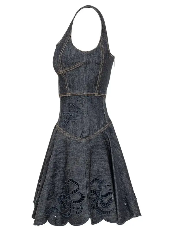 SELF-PORTRAIT Chic Bow Mini Dress - Blue
