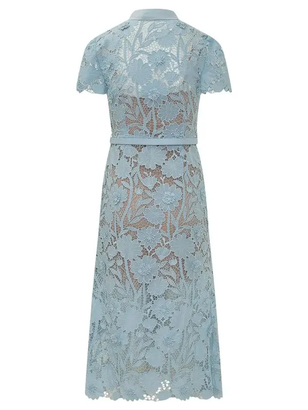 SELF-PORTRAIT Chic Tie Neck Mini Dress - Blue