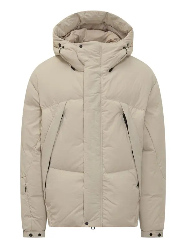 JG1 Lightweight Puffer Jacket With Hood - Bone