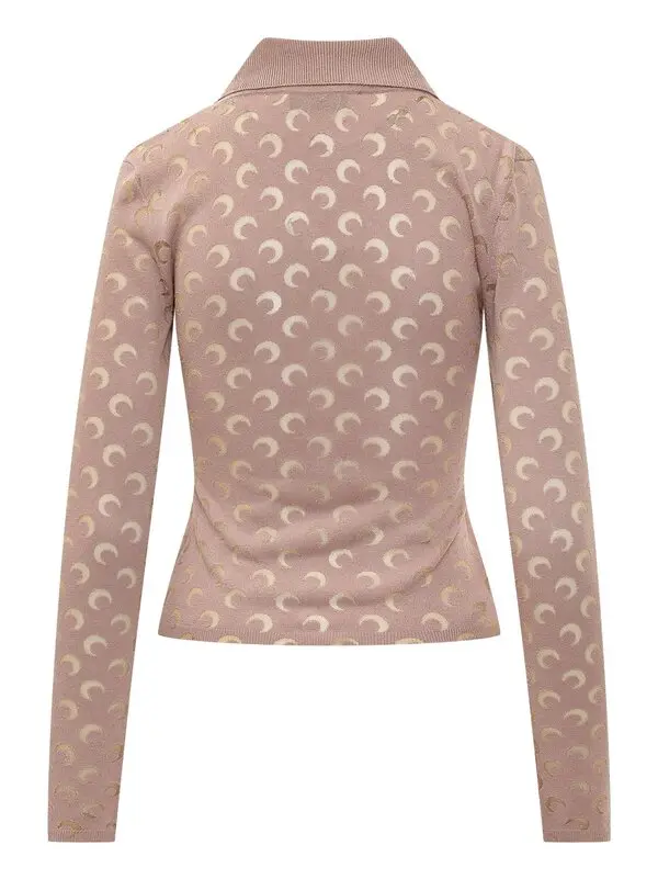 MARINE SERRE Moon Ofvore Long Sleeve Mini Shirt - Light Pink