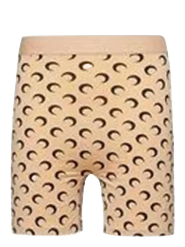 MARINE SERRE High-waisted Moon Print Shorts - Tan