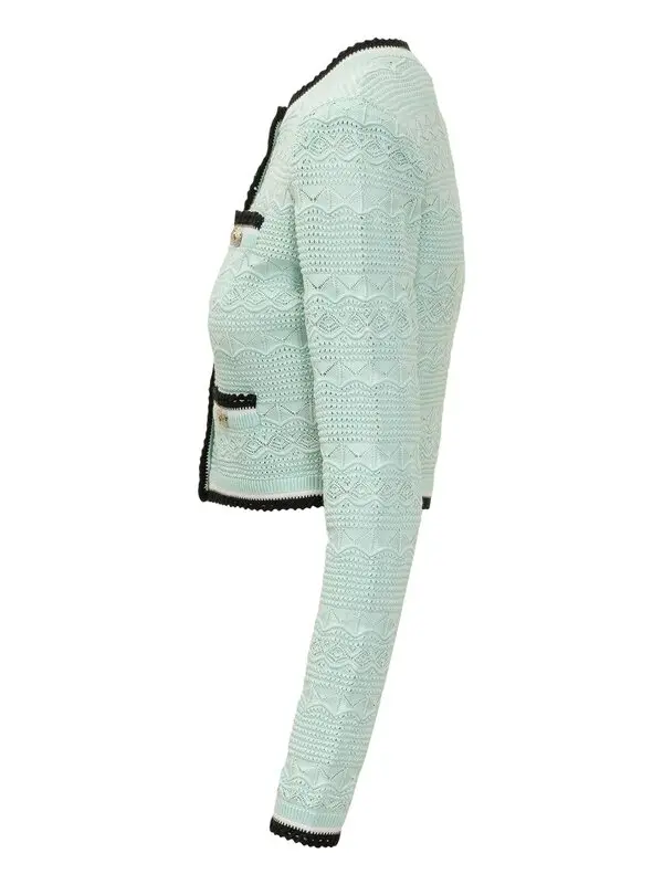 SELF-PORTRAIT Pointelle Knit Cardigan - Green