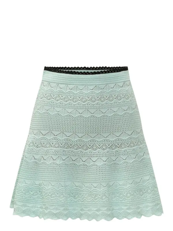 SELF-PORTRAIT Pointelle Mini Skirt - Green