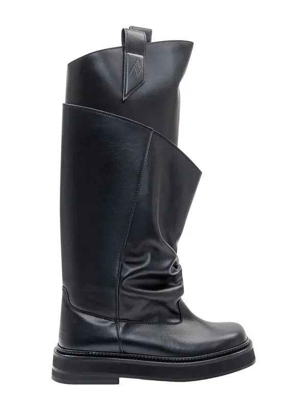 Attico Asymmetrical High Heeled Boots - Black