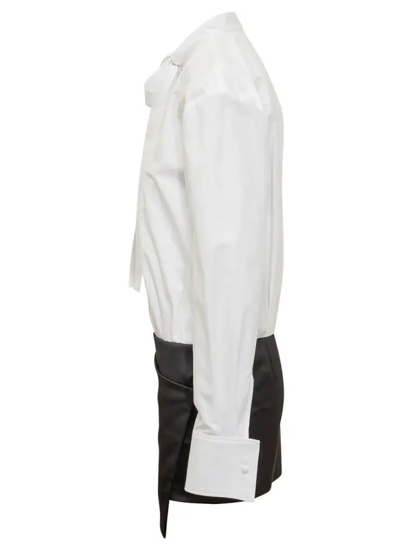 Attico Layered Mini Suit With Bow Detail - White/black