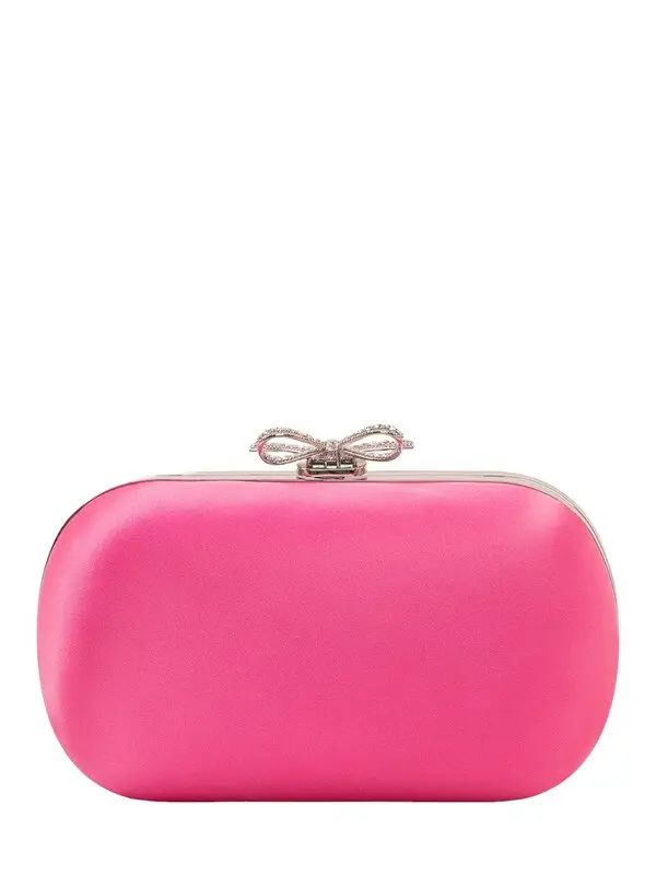 SELF-PORTRAIT Mini Satin Clutch Handbag - Pink