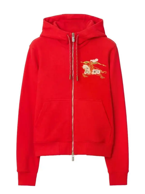 Burberry Cotton Zip Hoodie - Red