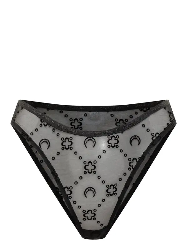 MARINE SERRE Mini Tulle Slip With Logo Embroidery - Black