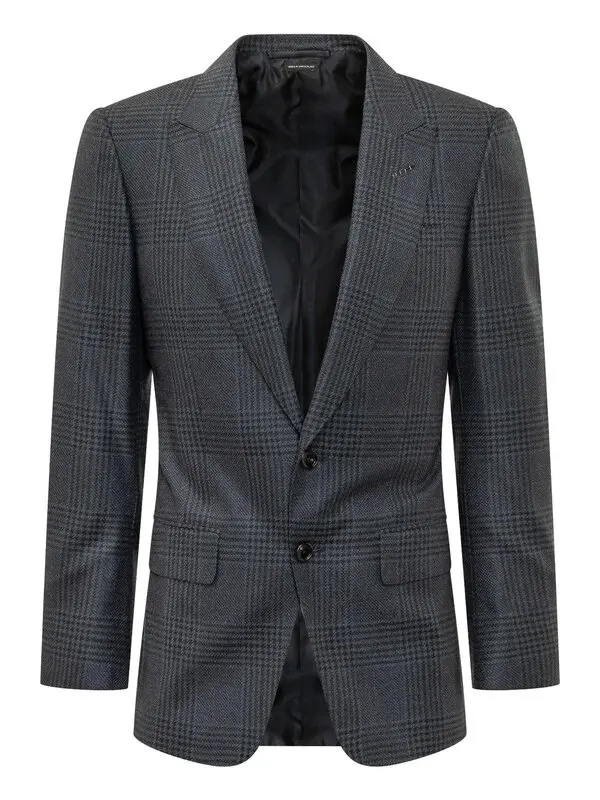 TOM FORD Single-breasted Checked Blazer - Navy Multicolor
