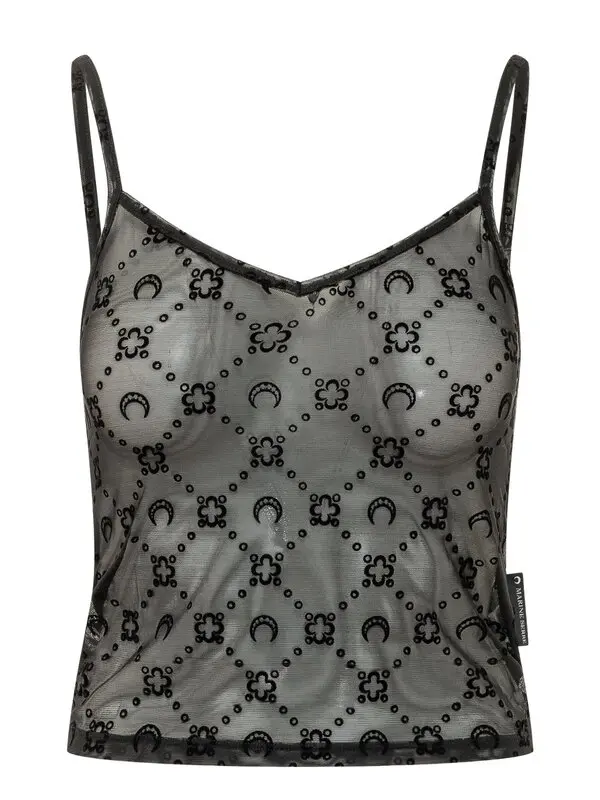 MARINE SERRE Geometric Pattern Camisole Top - Black