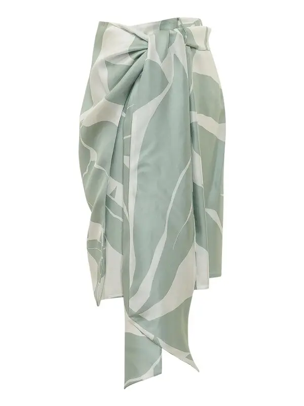 Max Mara Leaf Motif Silk Mini Skirt - Bianco