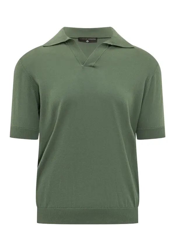 FILIPPO DE LAURENTIIS Short Sleeve Polo - Oliva