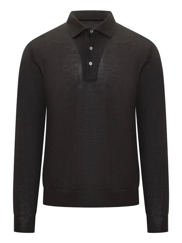 FILIPPO DE LAURENTIIS Luxury Wool Polo For The Modern Wardrobe - Nero