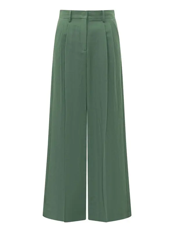 Max Mara Pleated Wide-leg Trousers - Aloe