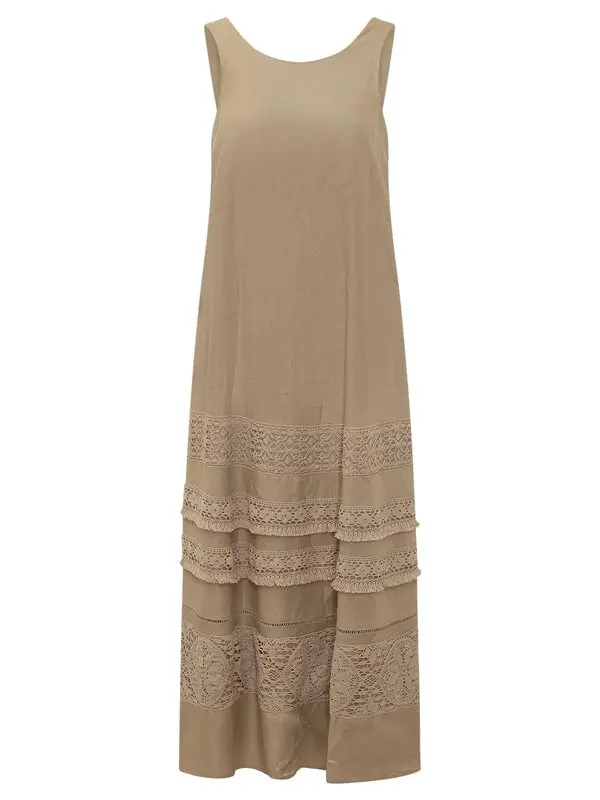 Max Mara Sleeveless Ruffle-trim Dress - Safari