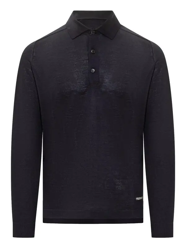 Premiata Merino Wool And Silk Blend Polo - Blue