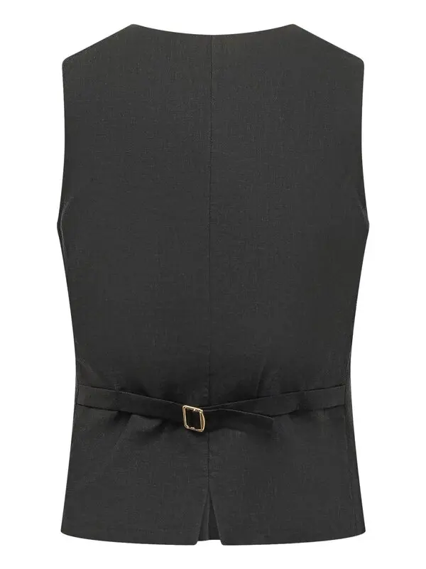 Max Mara Linen Button Detail Gilet - Nero