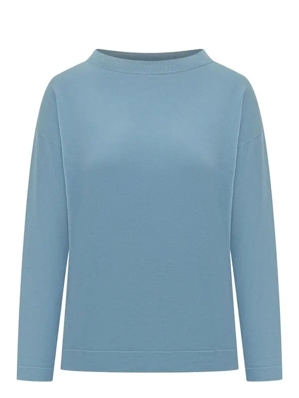 Max Mara Soft Silk-cotton Crewneck Sweater - Sky