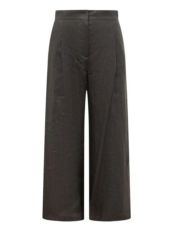Max Mara Wide-leg Ramie Trousers - Nero