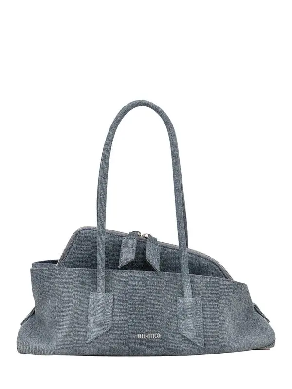 Attico Painted Denim Shoulder Bag - Denim Washed