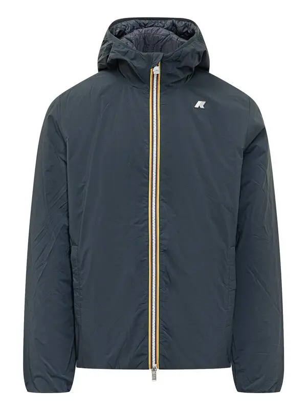K-WAY Lightweight Jacket With Hood And Front Zip - Blue Depth