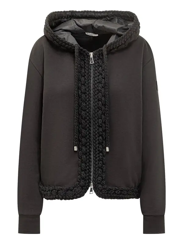 Moncler Stylish Hooded Knit T-shirt With Intricate Design - Nero