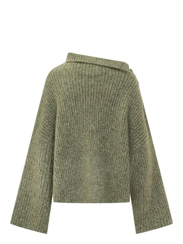 GANNI Wool And Mohair Blend Pullover With Button Detailing - Nile