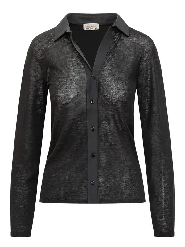 SEMICOUTURE Wool-blend Knit Cardigan - Nero
