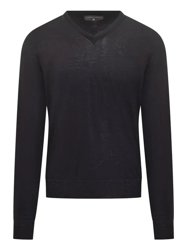 FILIPPO DE LAURENTIIS Wool V-neck Sweater - Navy