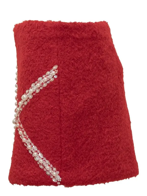 DES_PHEMMES Embellished Mini Skirt - Rubis