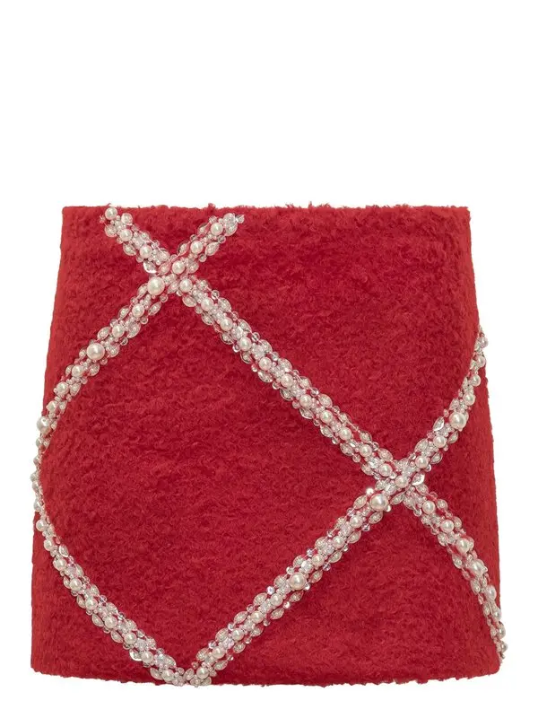 DES_PHEMMES Embellished Mini Skirt - Rubis