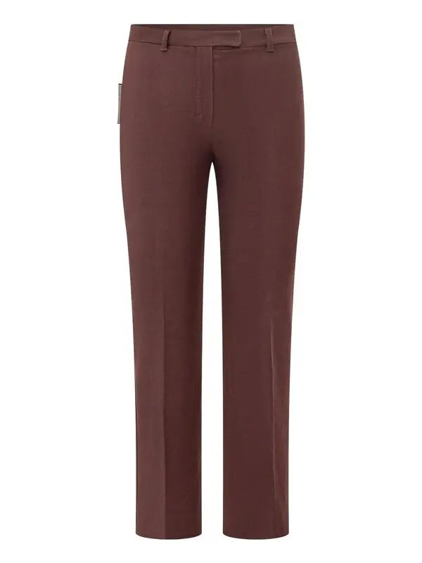 MAX MARA`S Max Mara Long Stretch Cotton-blend Pants - Dark Ruby