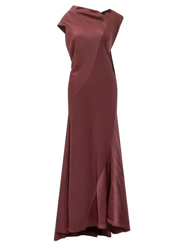 Alberta Ferretti Viscose Draped Maxi Dress - Red