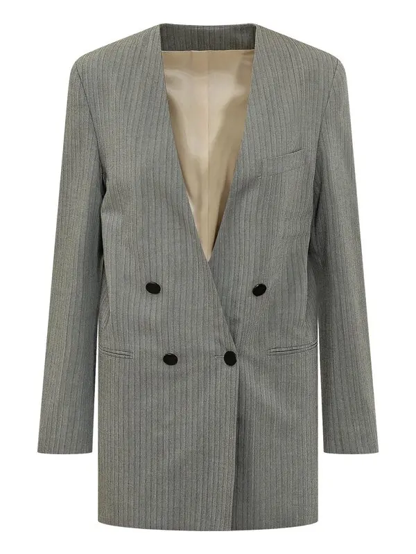 Alberta Ferretti Tailored Wool-blend Blazer Jacket - Multi Grey