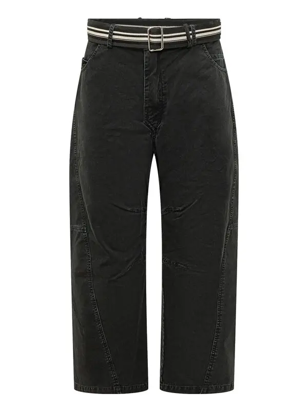 MORDECAI Structured Paintntaloni Trousers With Belt - Black
