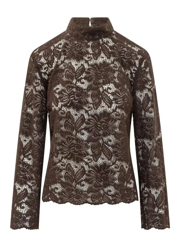 LE SULLY STUDIO Lace Detail Shirt - Moro