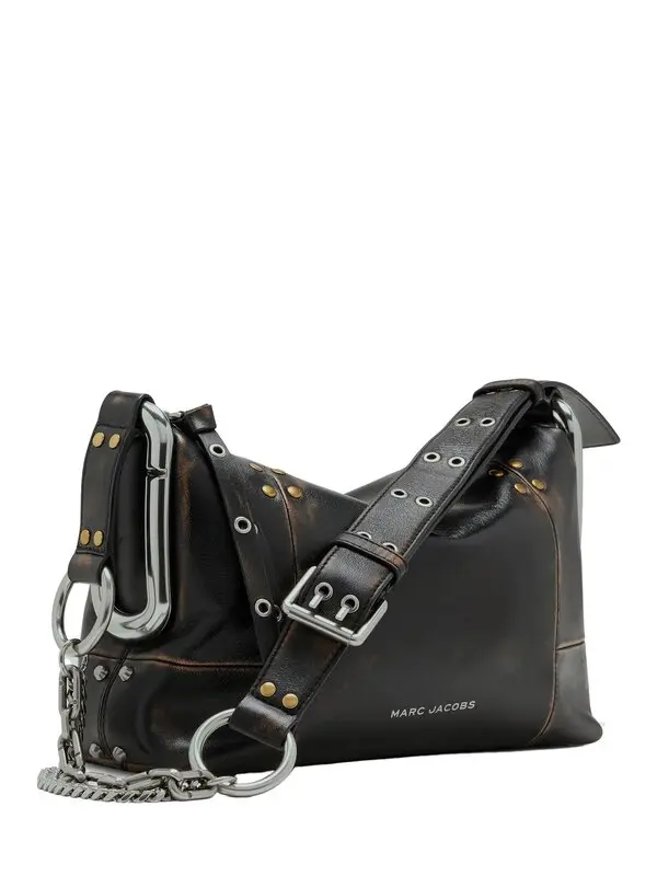 Marc Jacobs Scene Medium Shoulder Bag In Studded Distressed Leather - Black Multi