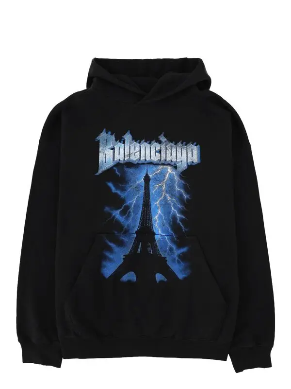 Balenciaga Felpa Con Stampa - Black
