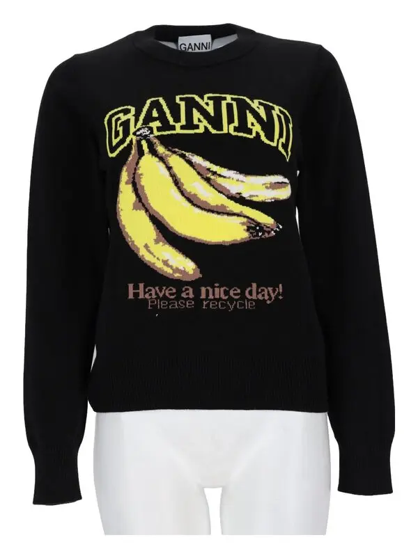 GANNI Organic Cotton Knit Sweater - Black