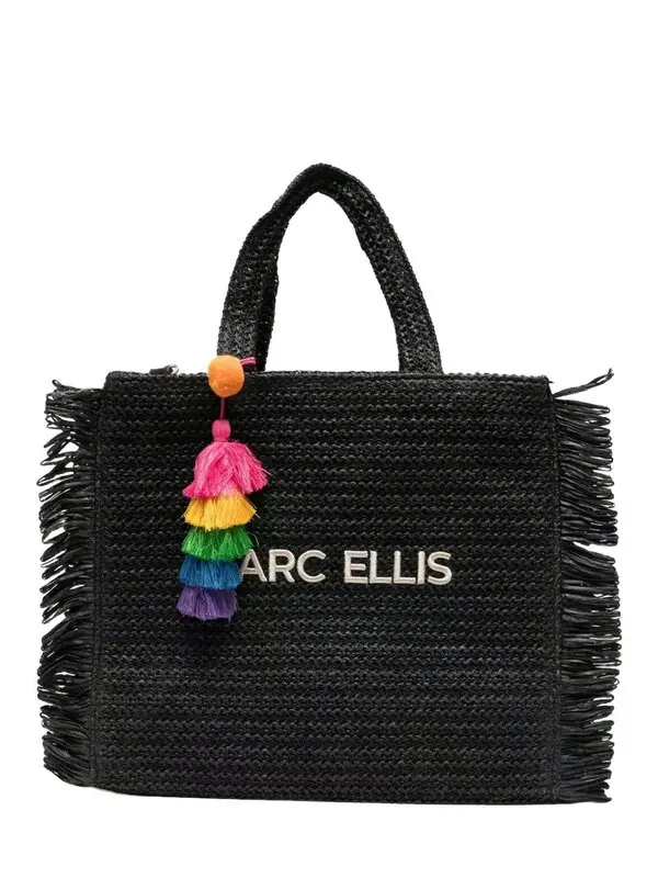 MARC ELLIS Buby S. Claire Fringe-trimmed Logo-embroidered Tote Bag - Black