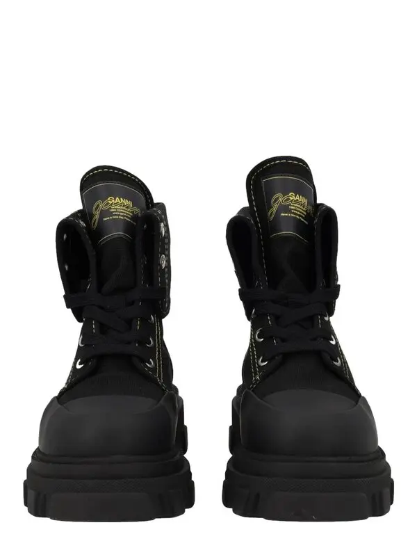 GANNI Contrast Stitch Lace Up Boots - Black