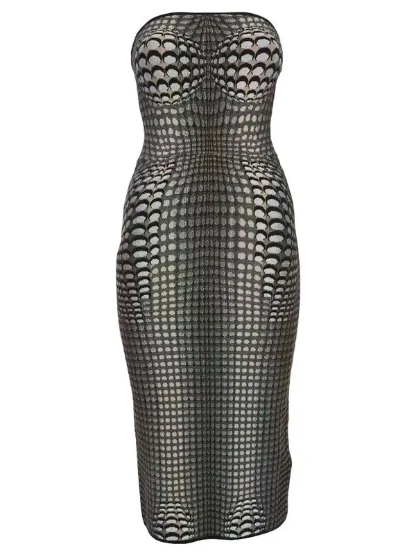 MARINE SERRE Moon Jacquard Tube Mini Dress - Brown