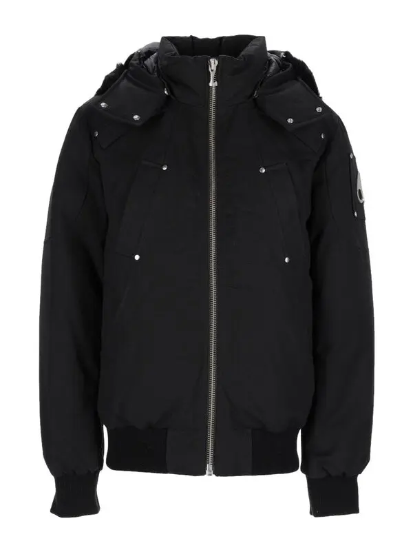 Moose Knuckles Zip Up Logo Elastic Jacket - Black