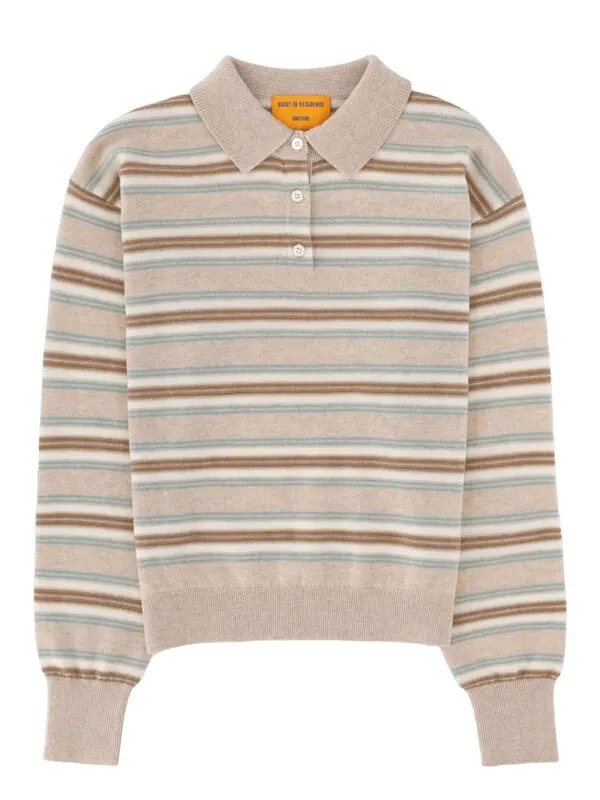 Guest In Residence Cashmere Striped Polo - Cream