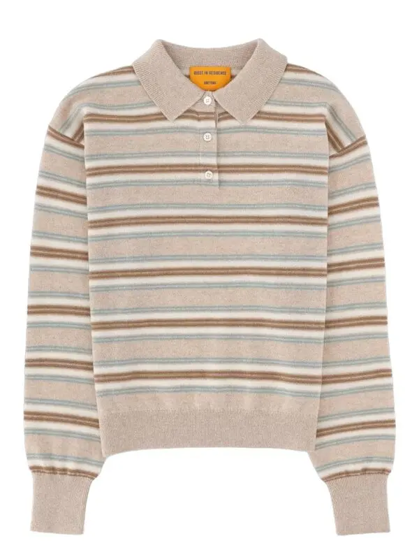 Guest In Residence Cashmere Striped Polo - Cream