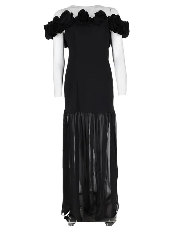ROTATE BY BIRGER CHRISTENSEN Off-the-shoulder Applique Maxi Dress - Black