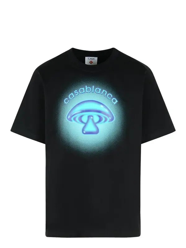 Casablanca Airbrush Mushroom' Cotton T-shirt - Black