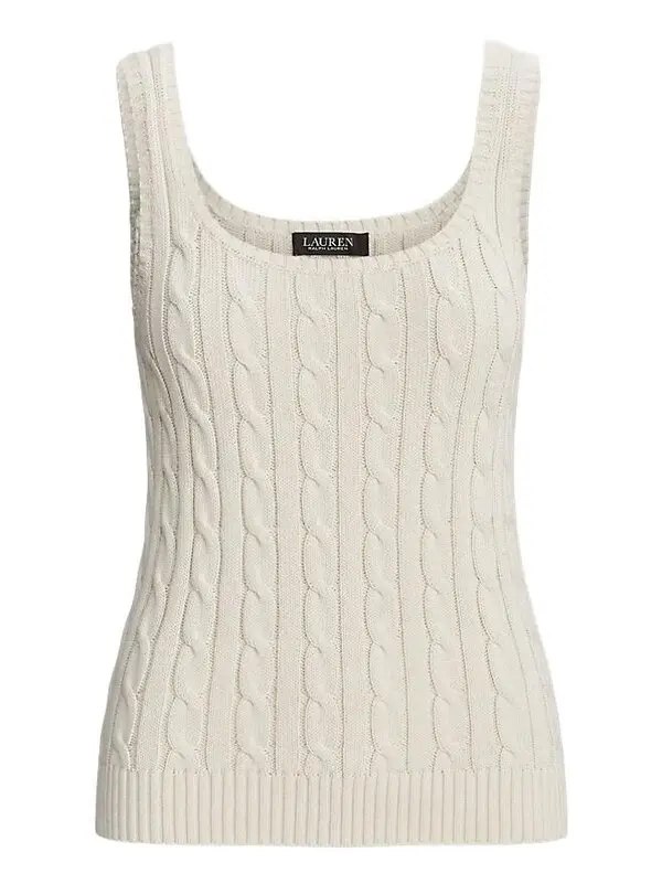 Ralph Lauren Cable Cotton-blend Sleeveless Sweater - Cream