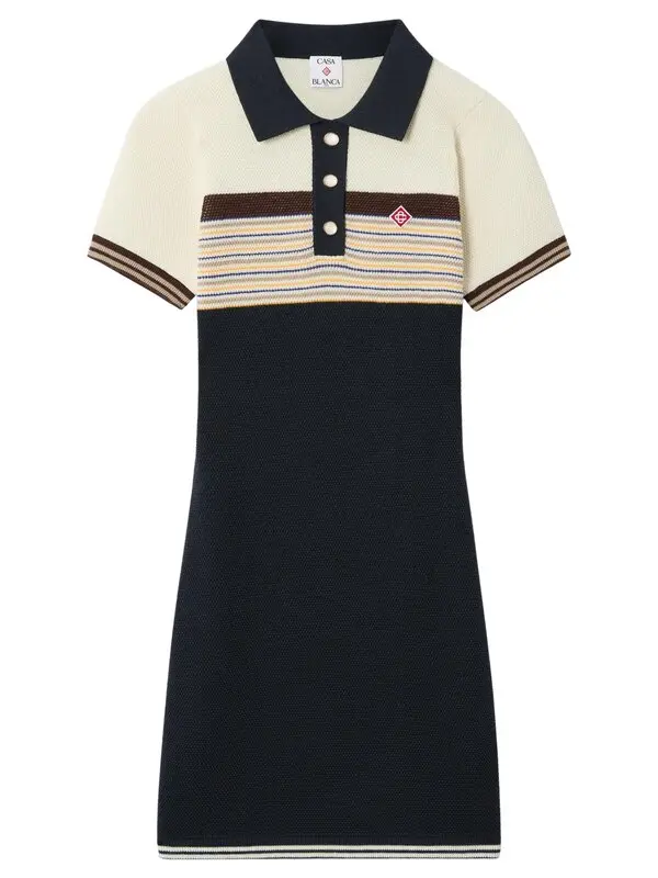 Casablanca Café Culture Wool Stripe Polo Mini Dress - Multicolor